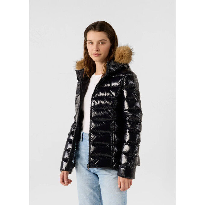 Jott Luxe Black Lacquered Down Jacket | Warmth & Elegance