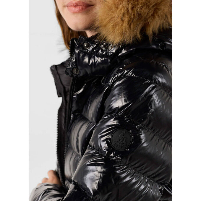 Jott Luxe Black Lacquered Down Jacket | Warmth & Elegance