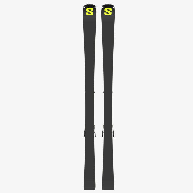 Pack skis Salomon E S/MAX 8 XT + fixations M11 GW Black/Driftwood/Safety Yellow